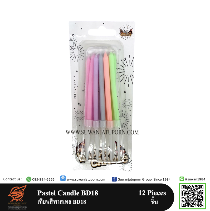Happy Candle BD 18 Pastel Color เทียน สีพาสเทล BD18 – Suwanjatuporn Co ...
